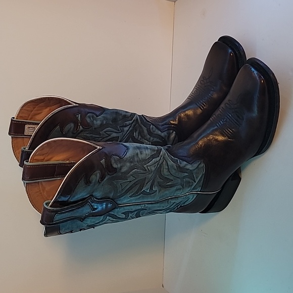 Stetson | Shoes | Stetson Mens Cowboy Boots 9ee Blue Top Brown Leather ...